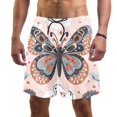 Mens Vintage Butterfly Swim Trunks Quick Dry Board Shorts Bathing