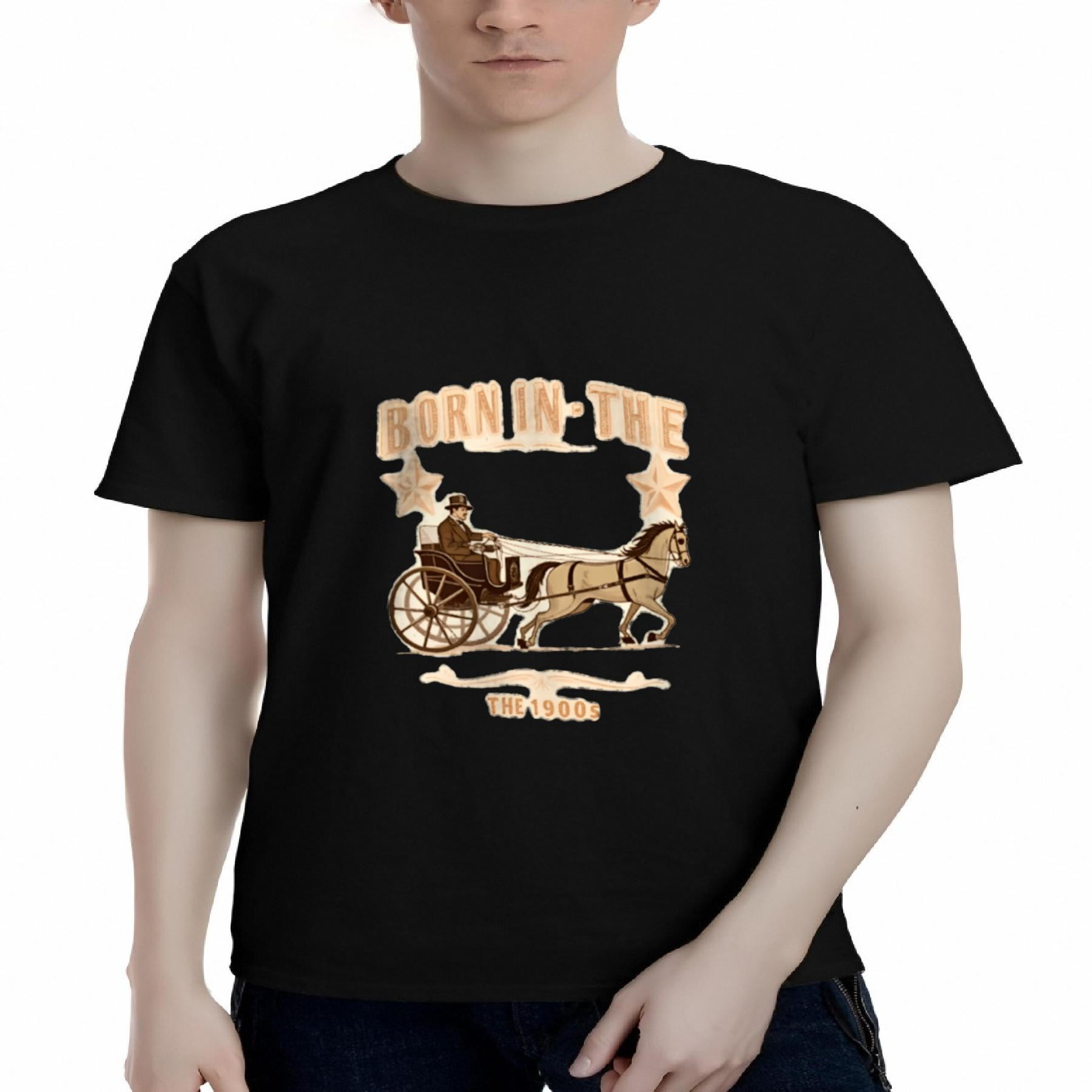 Men's Vintage Graphic T-Shirt - Horse - Drawn Carriage Design ' BORN IN ...
