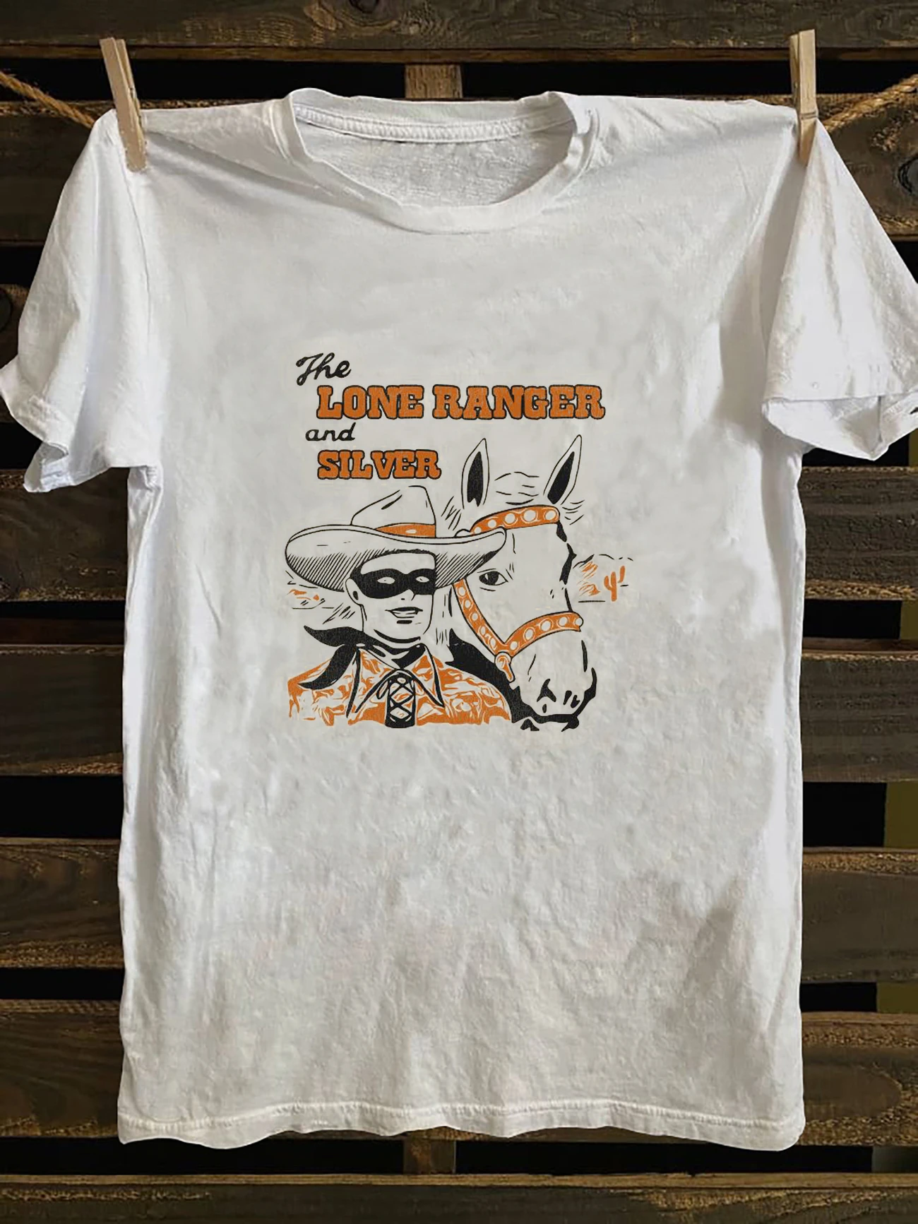 Men's Vintage Graphic T-Shirt - Soft 100% Cotton Retro "The Lone Ranger ...