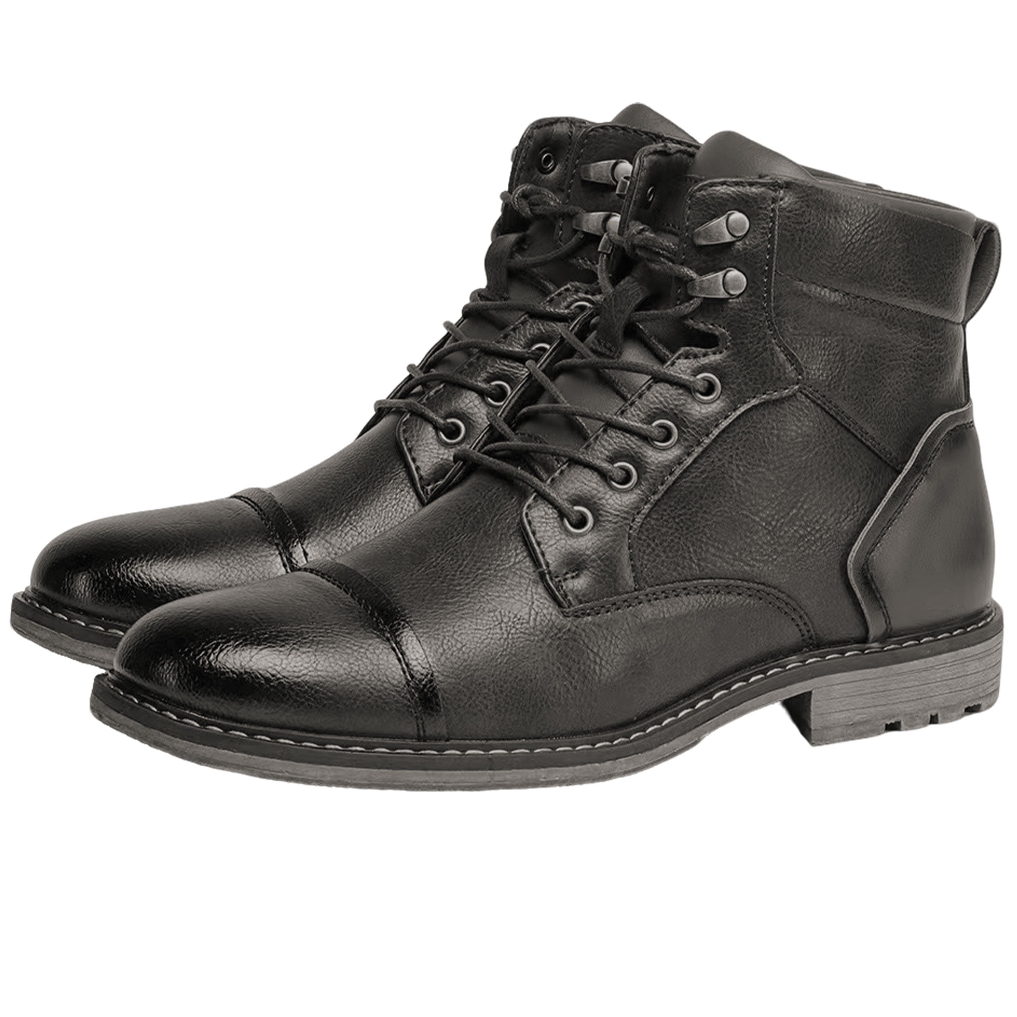Men's Vintage Motorcycle Boots - Leather Biker Boots, Lace-Up Ankle ...