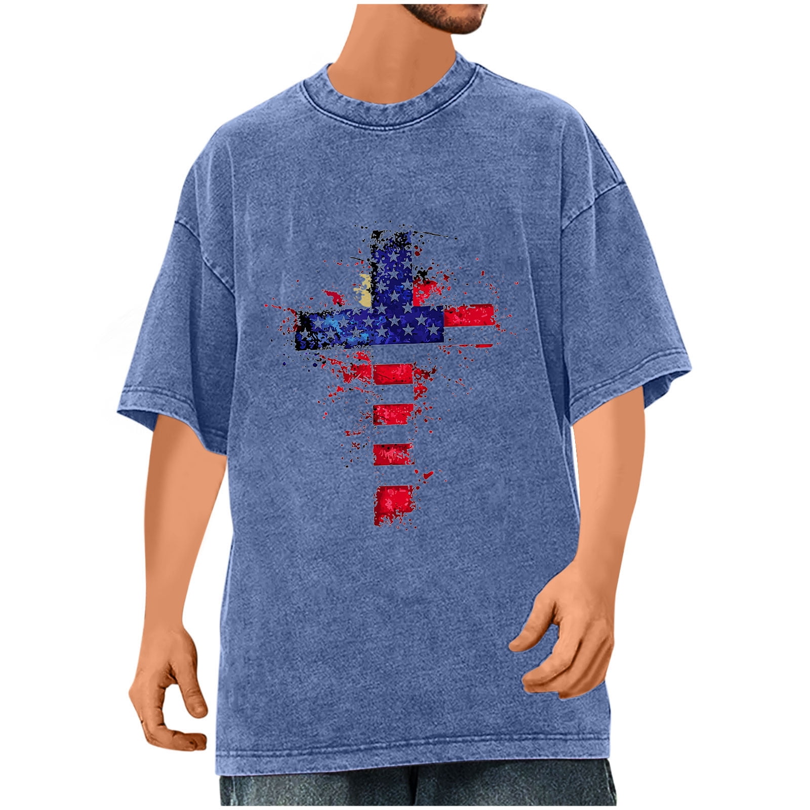 Men's Vintage Patriotic T-Shirt – Acid Wash American Flag Graphic Tee ...