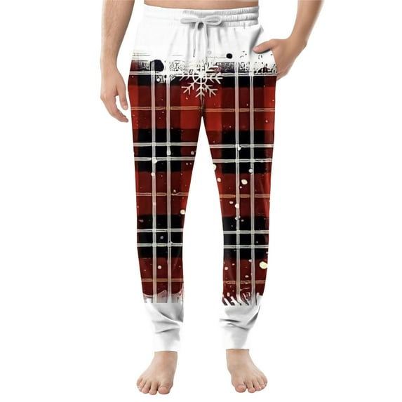 Men's Vintage Pattern Drawstring Pocket Casual Pants with Checkered ...