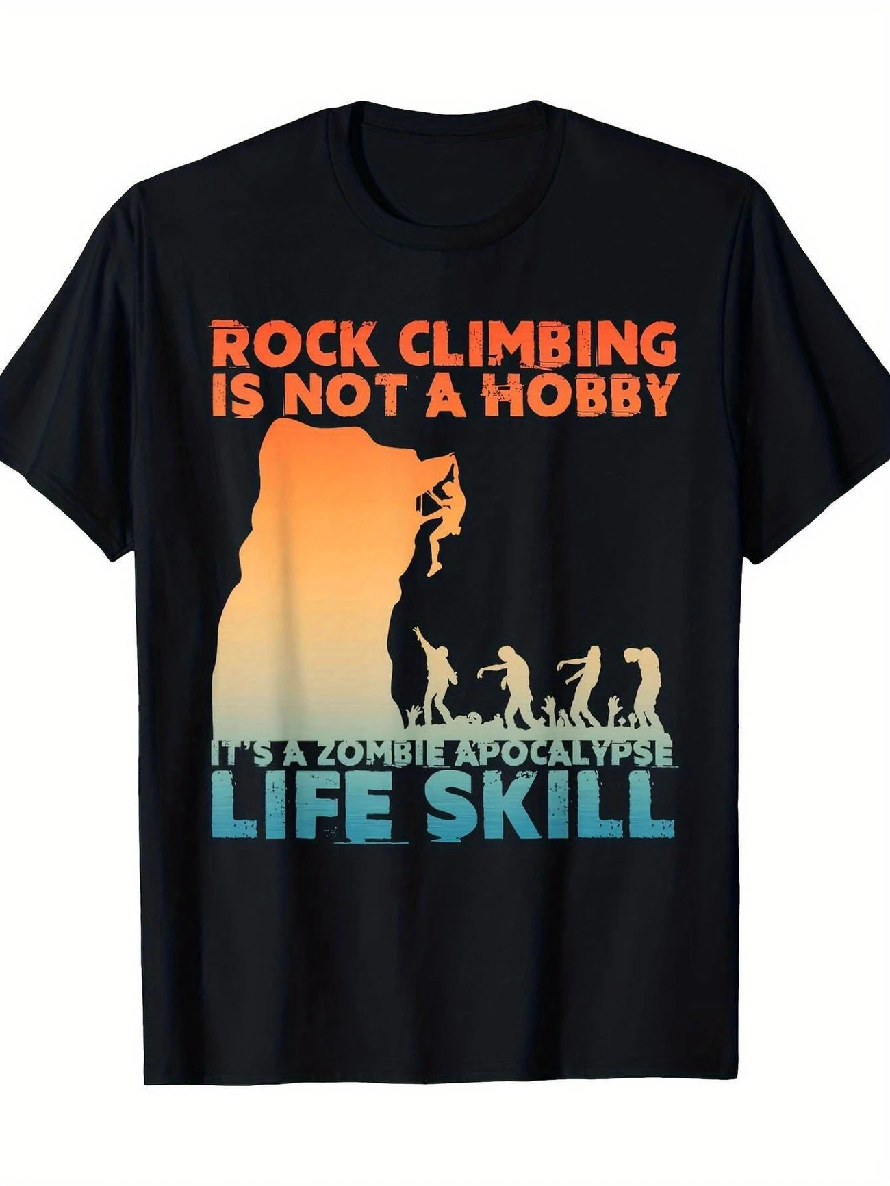 Men's Vintage Rock Climbing Graphic T-Shirt - Humorous "Life Skill ...