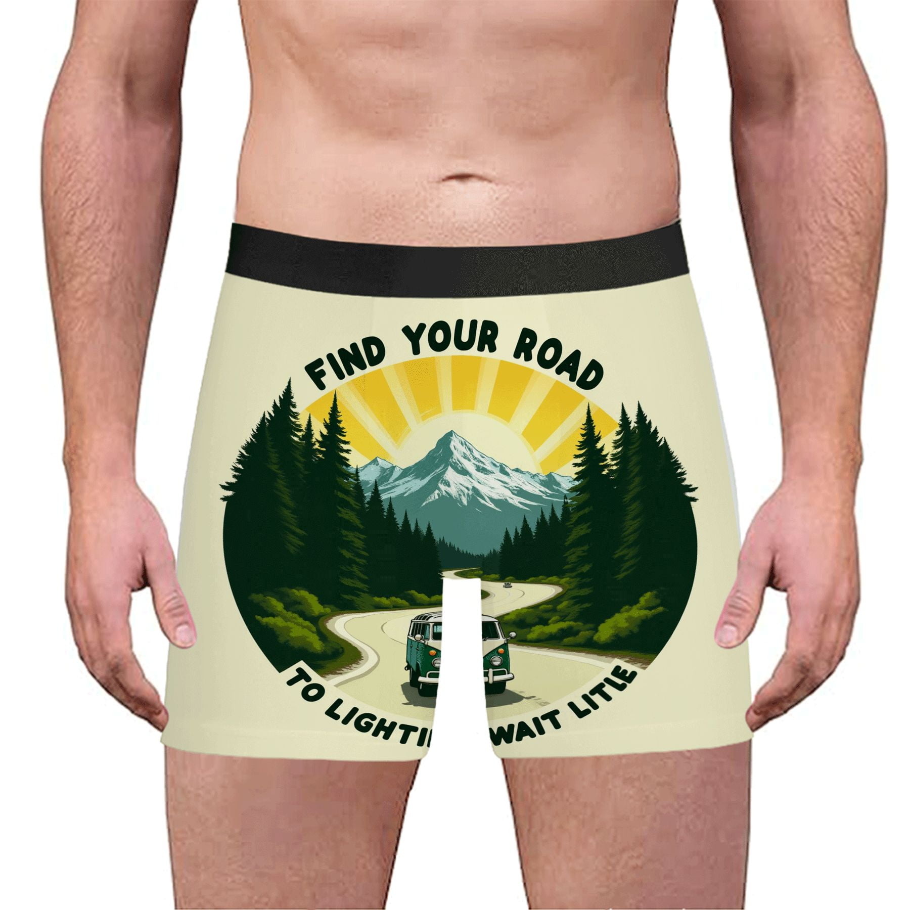 Men's Vintage - Style Boxer Briefs with Winding Road Snow - Capped ...