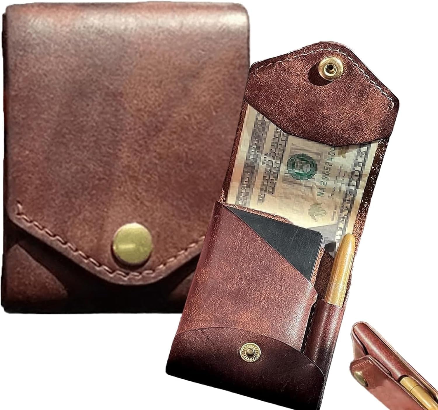 Men's Vintage Wallet with Minimalist Front Pocket Bi-fold with 8 Card ...