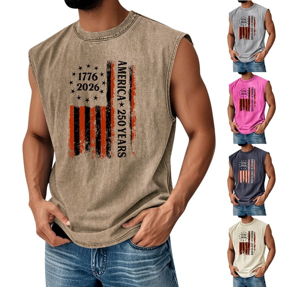 Men's Vintage Wash Tank Top with We The People Graphic and 250 Years ...