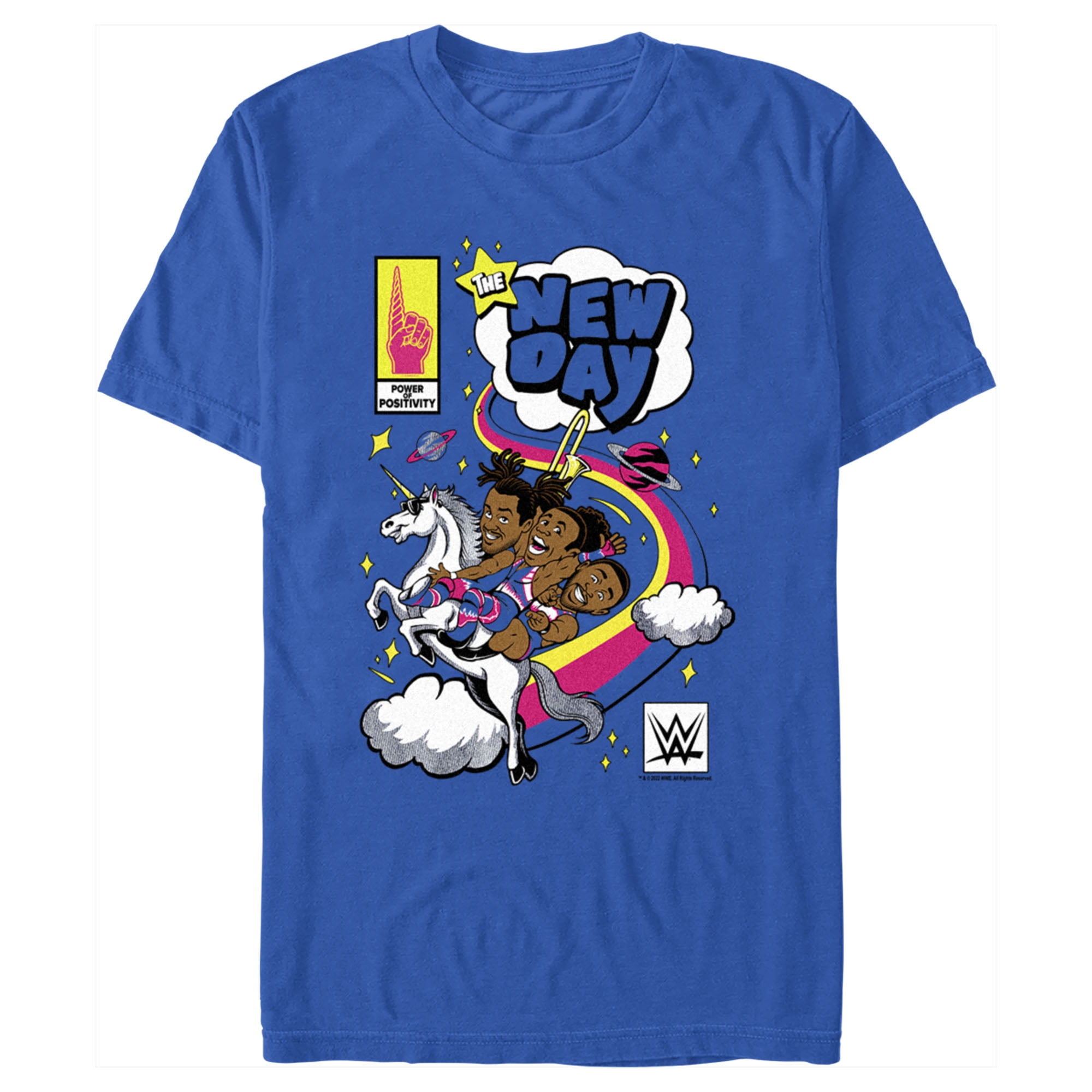 Men's WWE New Day Unicorn Comic Graphic Tee Royal Blue Large - Walmart.com