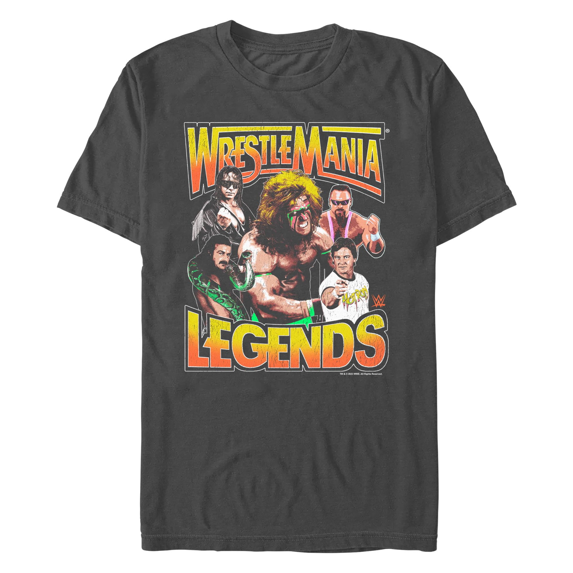 Men's WWE WrestleMania Legends Graphic Tee Charcoal Large - Walmart.com