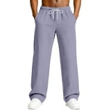Men's Waffle Knit Pants Wide Leg Baggy Sweatpants Casual Drawstring ...