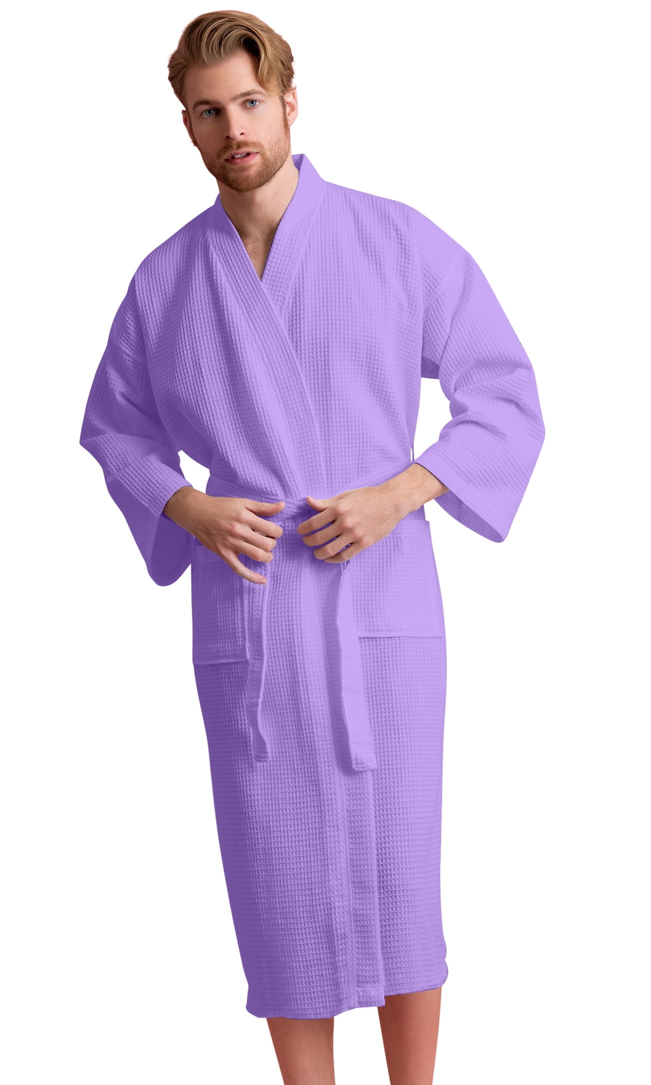 Men's Waffle Spa Bathrobe - Long, Lightweight, Absorbent - Walmart.com