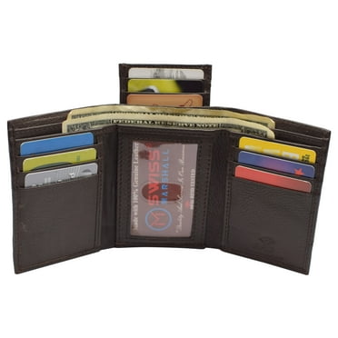 Genuine Leather Trifold Wallet for Men - RFID Blocking, 2 Flip-Up ID Windows, Perfect Gift ...
