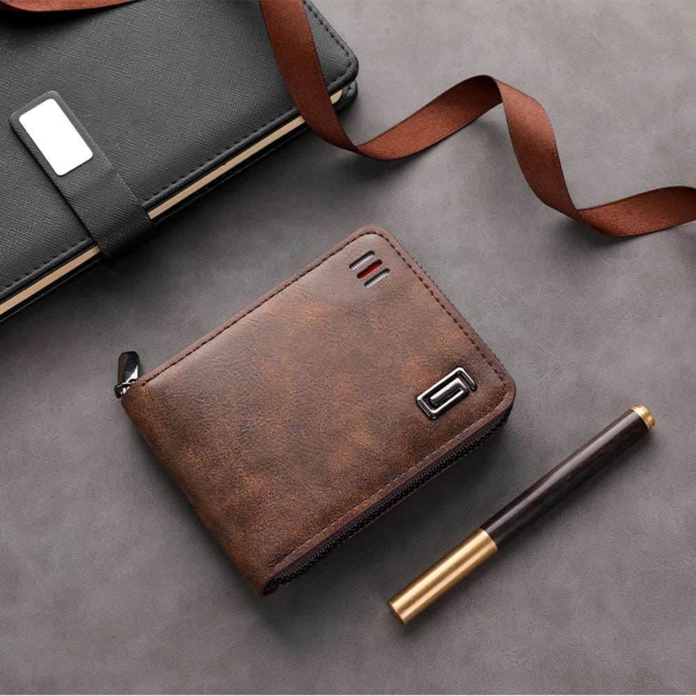 Men's Wallet Short Version 2025 New Solid Color Youth Simple Wallet ...