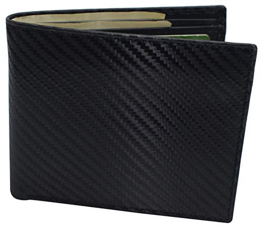 Men's Wallets RFID Blocking Carbon Fiber Leather Bifold Wallet for Men ...