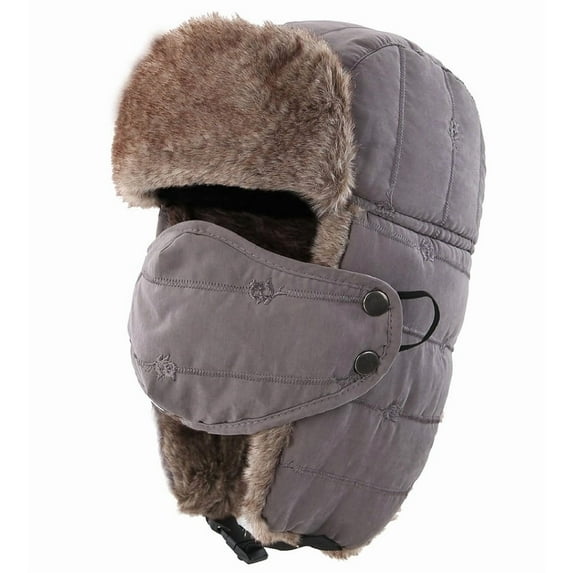 Men's Warm Chunky Trapper Hat Removable Windproof Winter Hats with Mask ...