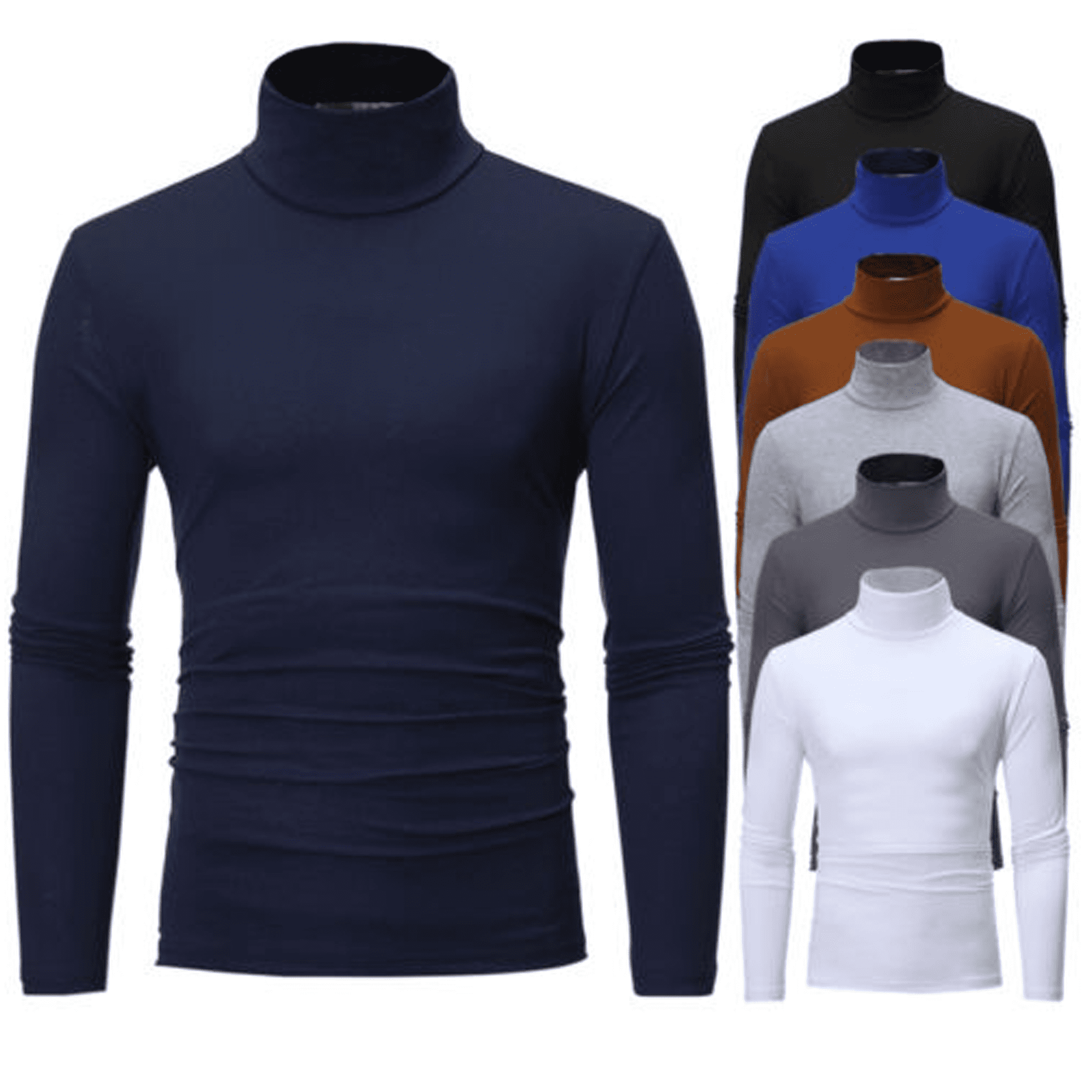 Men's Warm Cotton High Neck Pullover Jumper Sweater Tops Turtleneck ...
