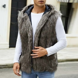 jjayotai Mens Faux Fur Vest, Winter Warm Short Coat Fluffy jjayotai Mens Faux Fur Vest, Winter Warm Short Coat Fluffy