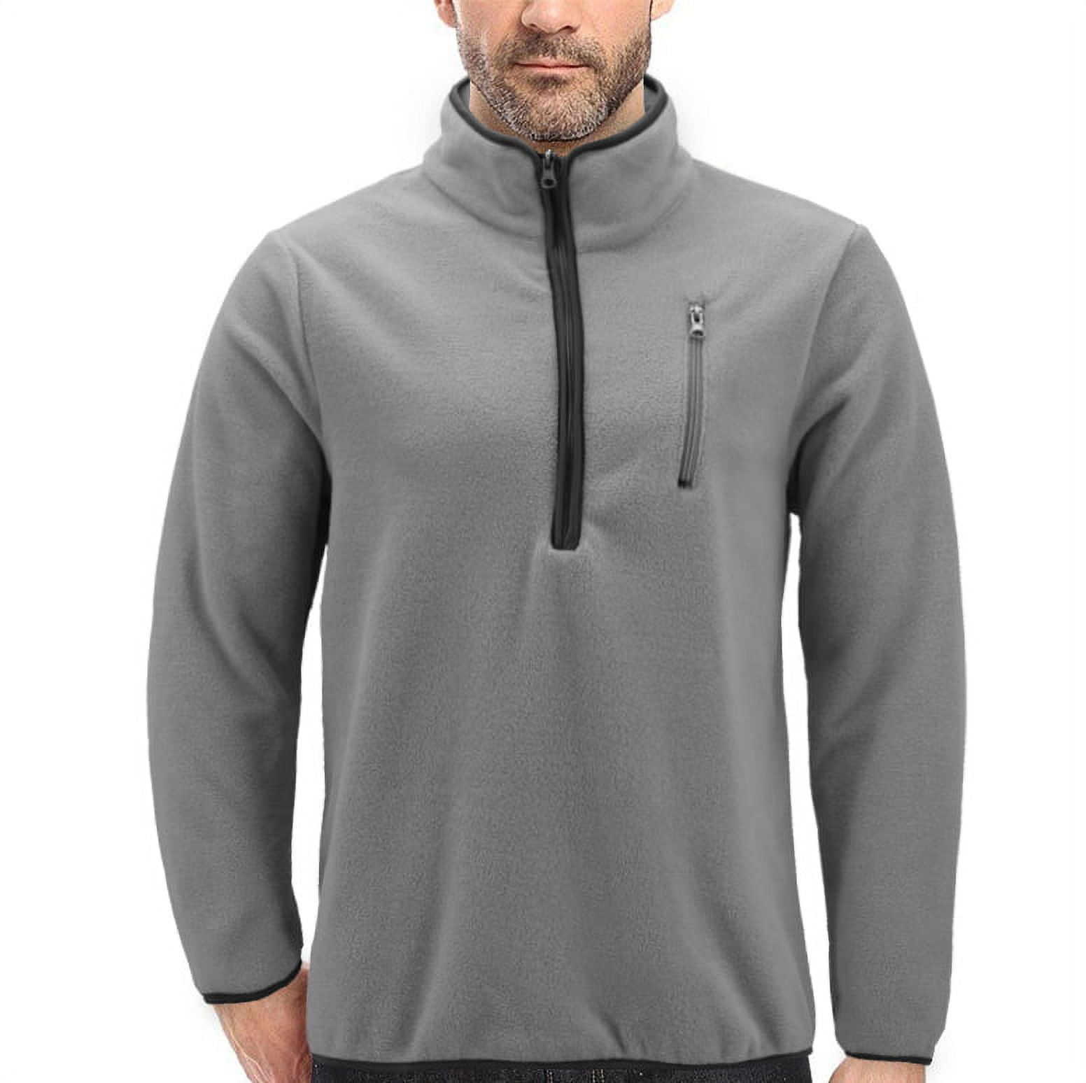 Men's Warm Polar Fleece Half Zip-Up Collared Lightweight Pullover ...