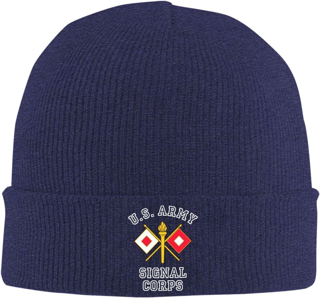 Men's Warm Winter Hats US Army Signal Corps Logo Acrylic Knit Cuff ...