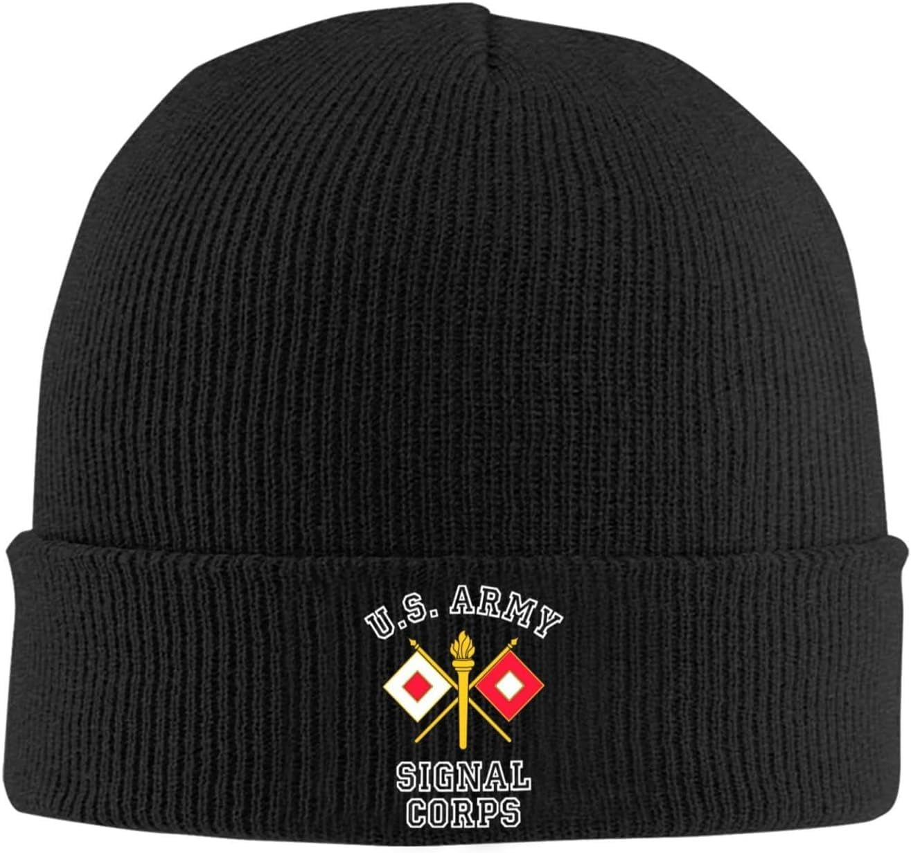 Men's Warm Winter Hats US Army Signal Corps Logo Acrylic Knit Cuff ...