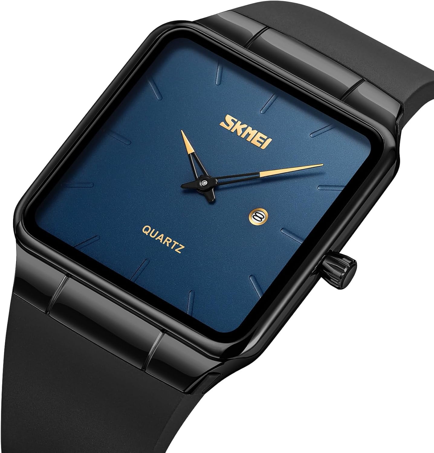 Men's Watches Rectangular Wrist Watch with No Second Hand Date Calendar ...