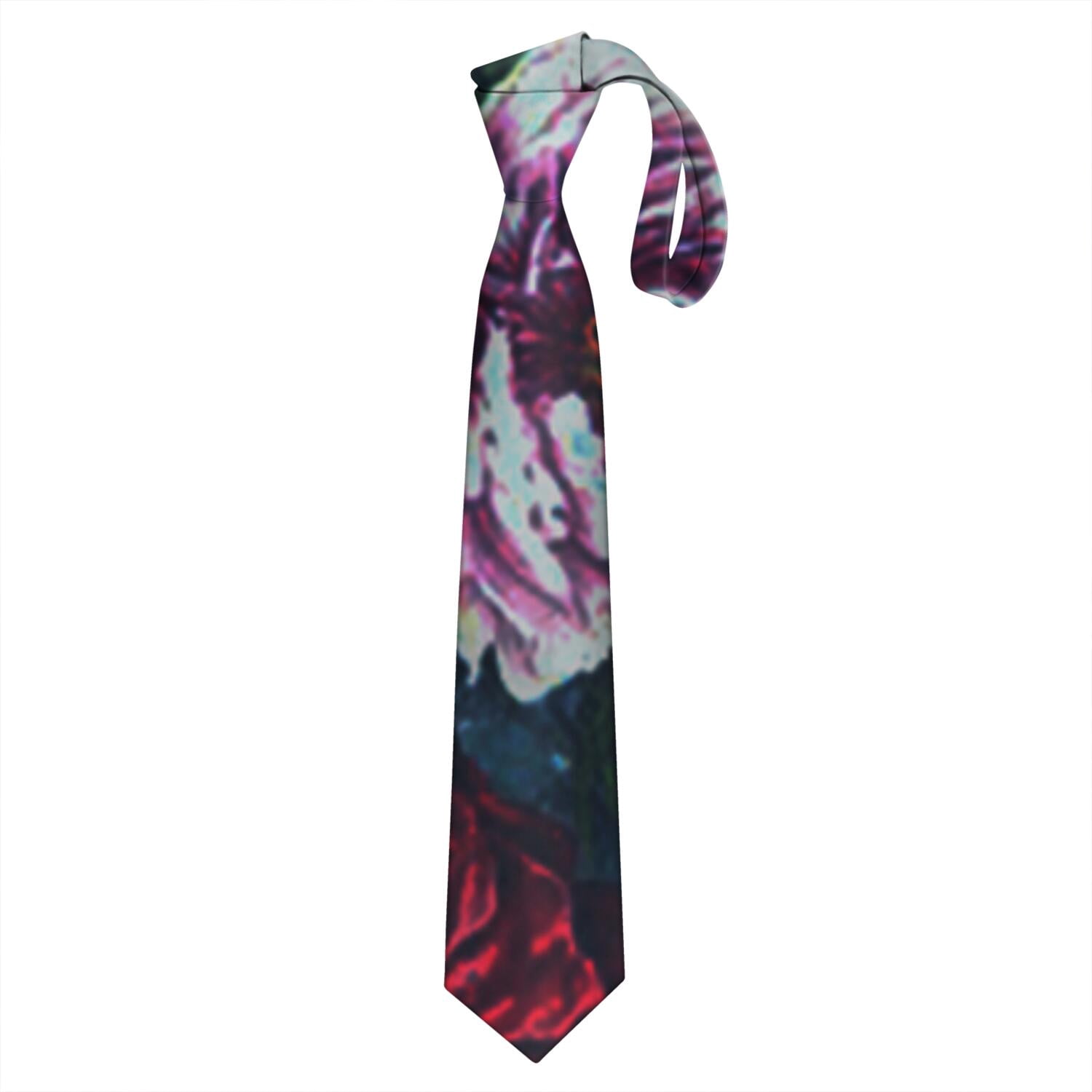 Men's Watercolor Floral Necktie - Artistic Design Satin Wedding & Prom ...