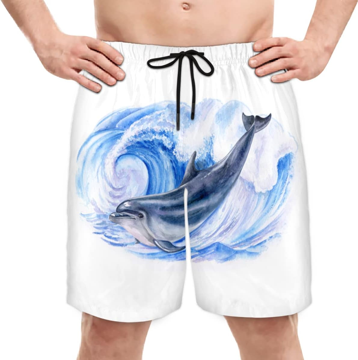 Men's Watercolour Dolphin Swim Trunks Beach Shorts Swimsuit Swimwear ...