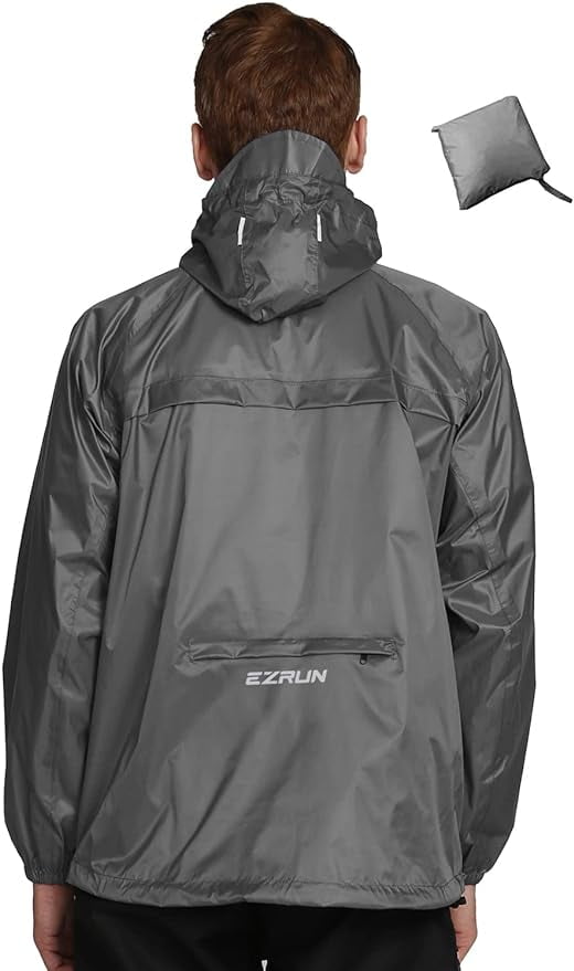 Men's Waterproof Hooded Rain Jacket Windbreaker Lightweight Packable ...