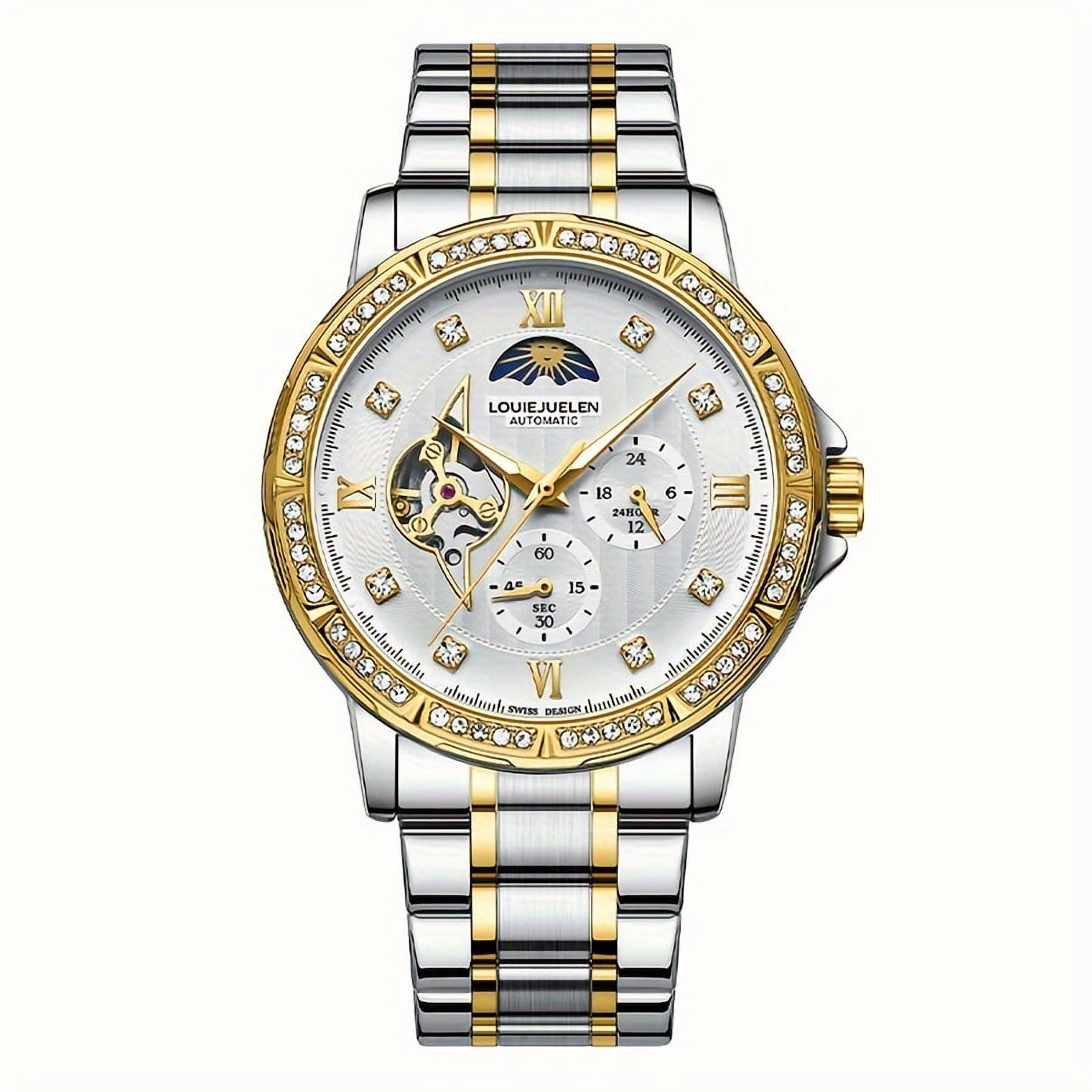 Men's Waterproof Mechanical Watches, Sun & Moon Design Moon Phase ...