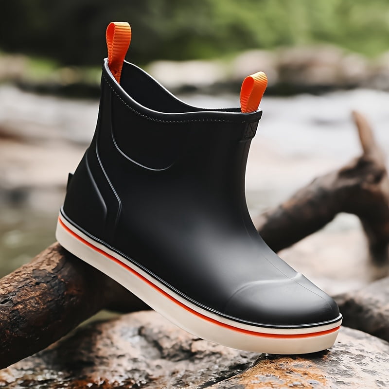 Men’s Waterproof Slip-Resistant Ankle Rain Boots for Fishing, Gardening ...