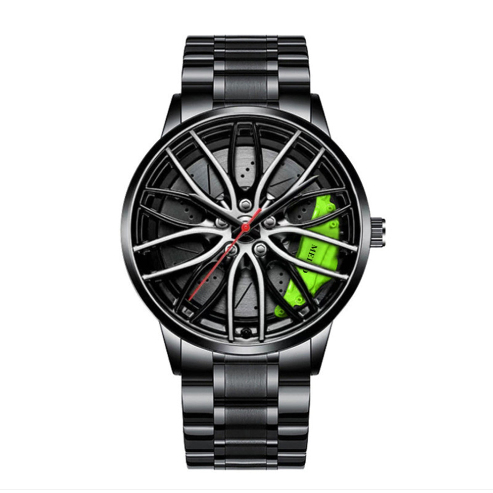 Men's Waterproof Stainless Steel Quartz Sports Watch with Car Wheel Rim ...