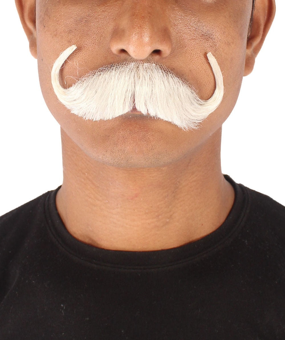 Men's Watson White Synthetic Hair Mustache | Facial Hair Multiple Color ...