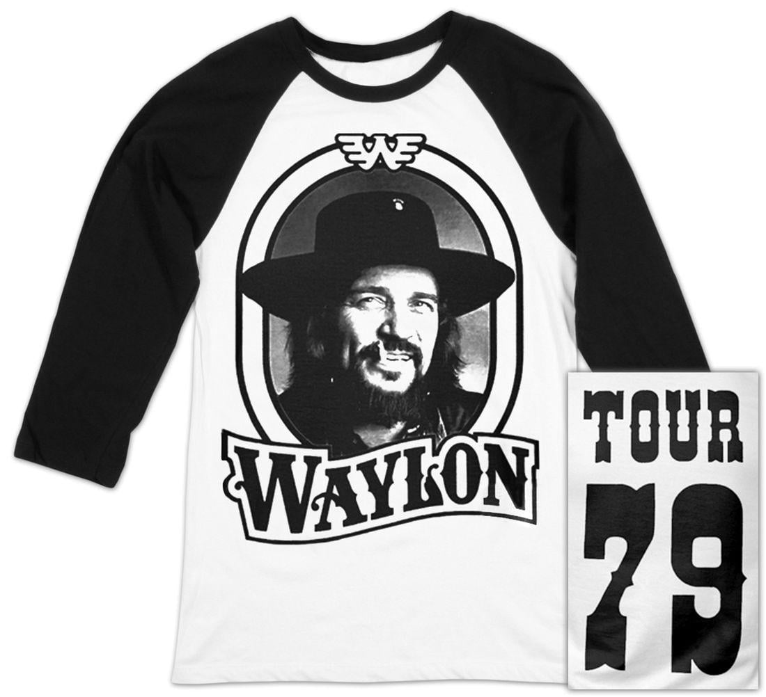 Men's Waylon Jennings Tour 79 White Raglan Baseball Jersey Medium White ...