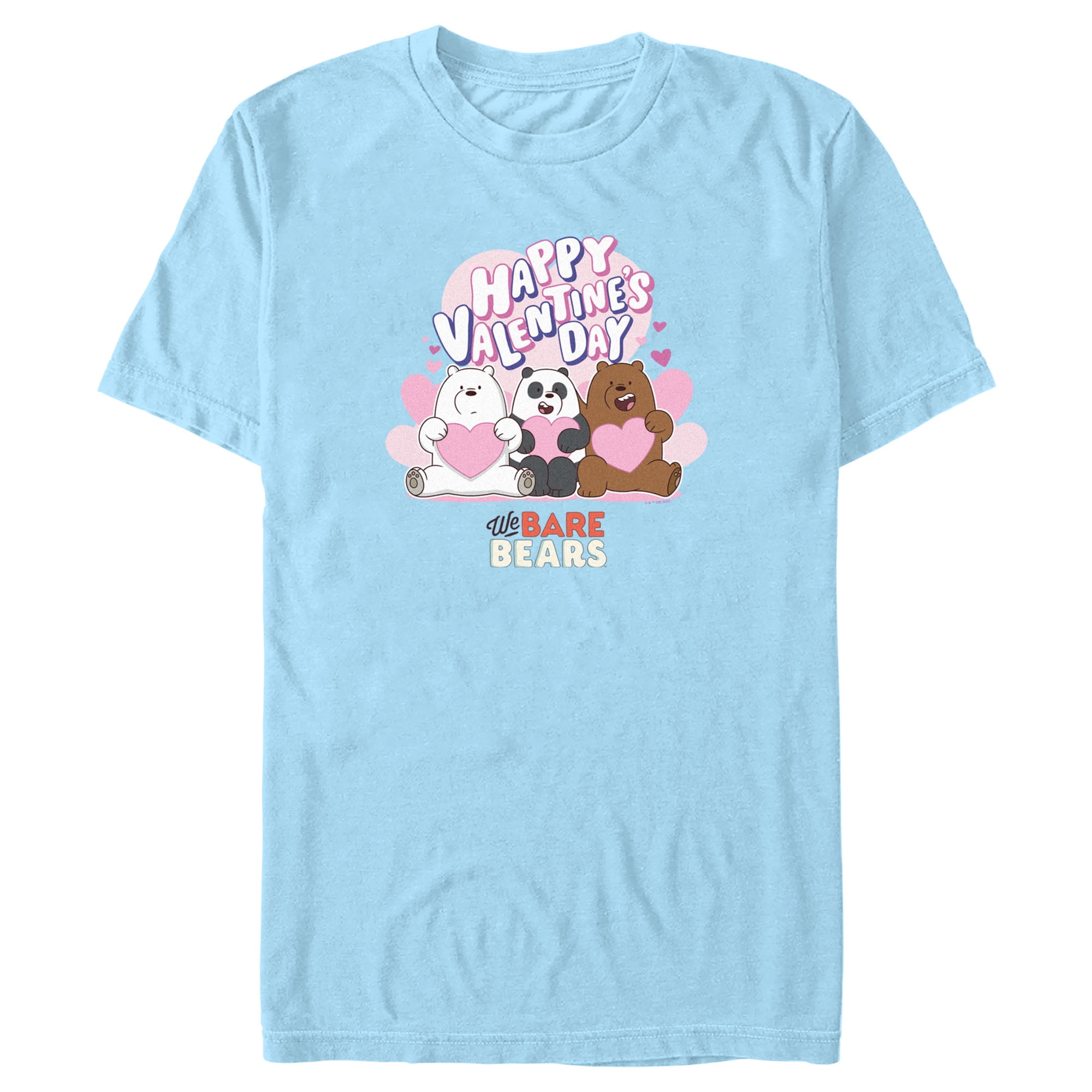 Men's We Bare Bears Happy Valentine's Day Hearts Graphic Tee Light Blue ...