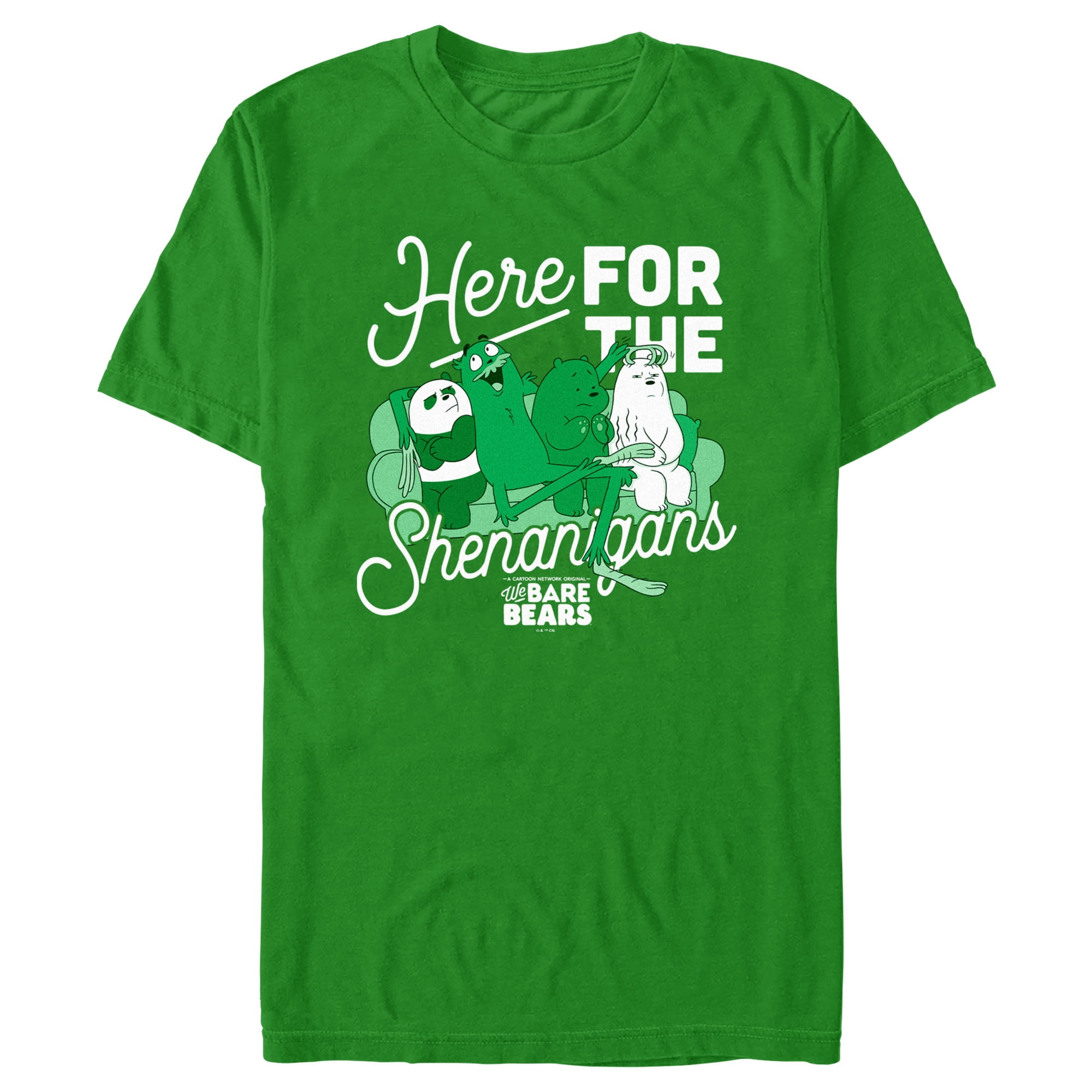 Men's We Bare Bears Here for Shenanigans Graphic Tee Kelly Green Medium ...