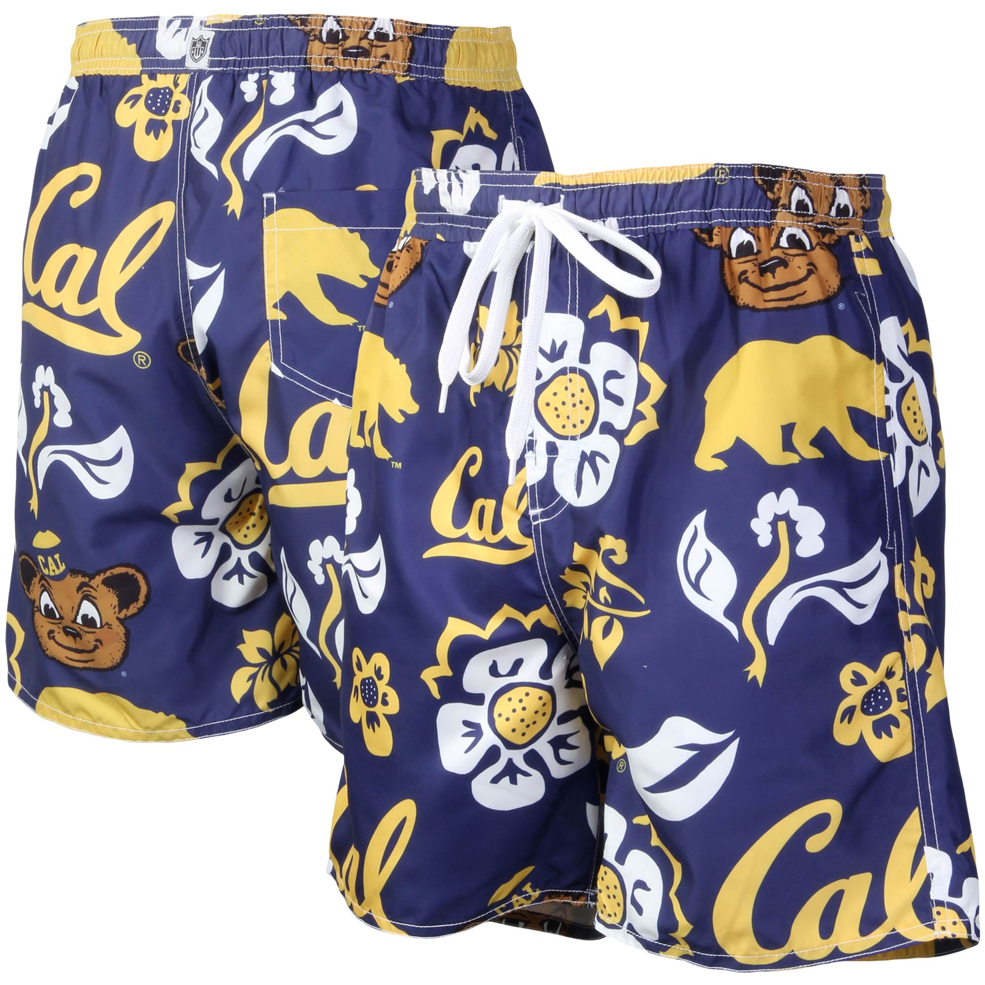 Men's Wes & Willy Navy Cal Bears Floral Volley Logo Swim Trunks ...