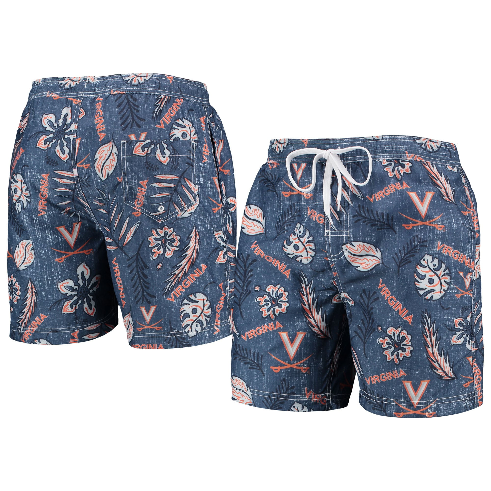 Men's Wes & Willy Navy Virginia Cavaliers Vintage Floral Swim Trunks ...