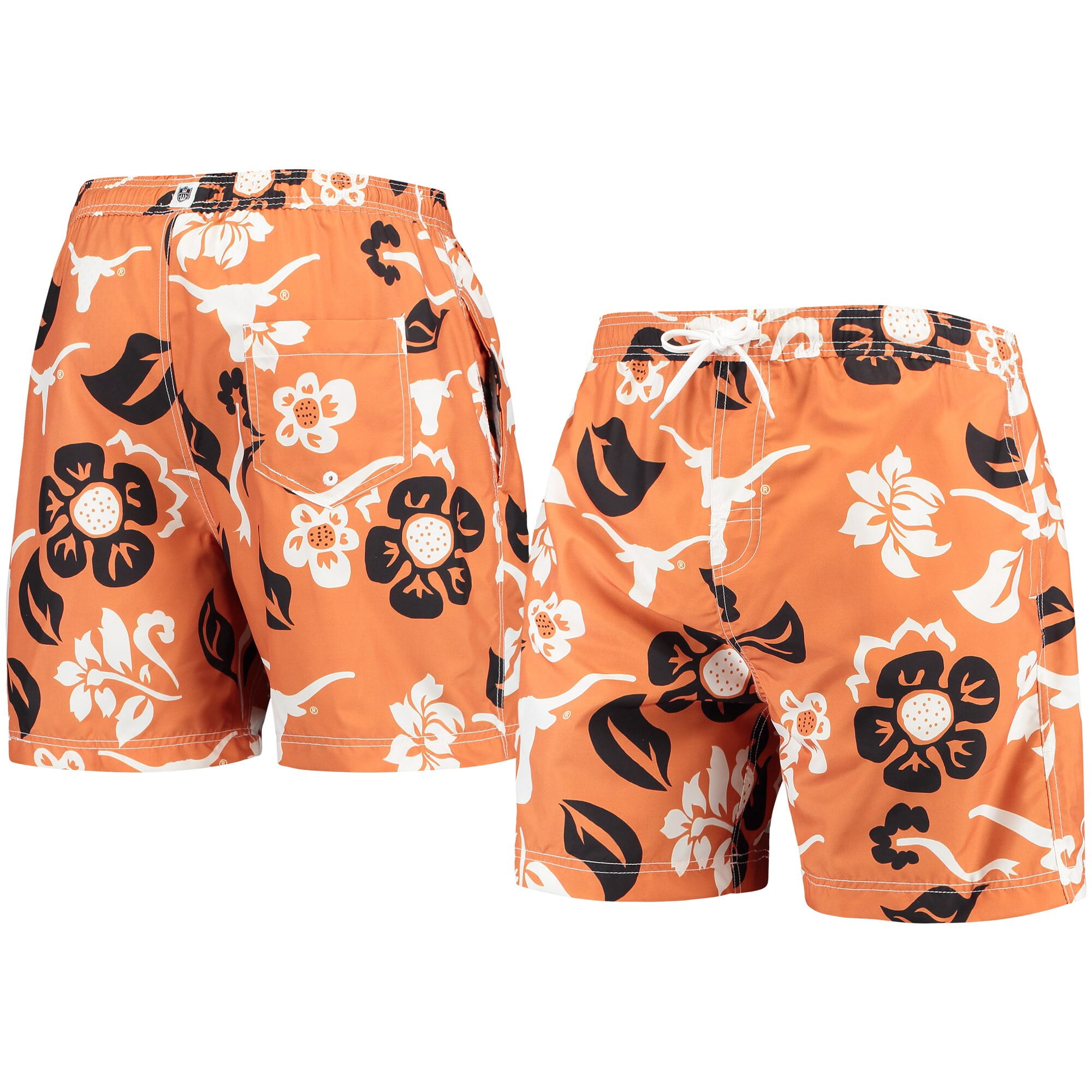 Men's Wes & Willy Texas Orange Texas Longhorns Floral Volley Logo Swim ...