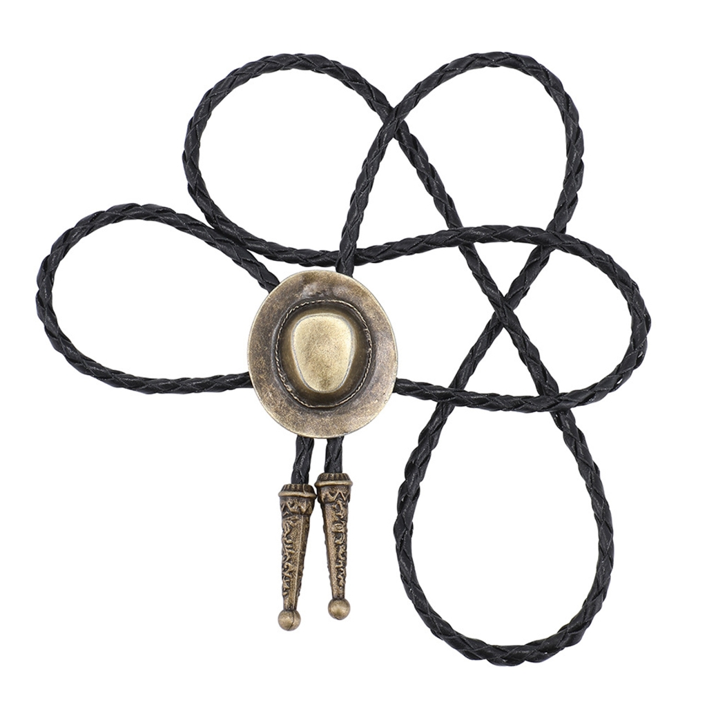 Men's Western Adjustable Bolo Tie 3D Cowboy Hat Metal Charm Leather ...