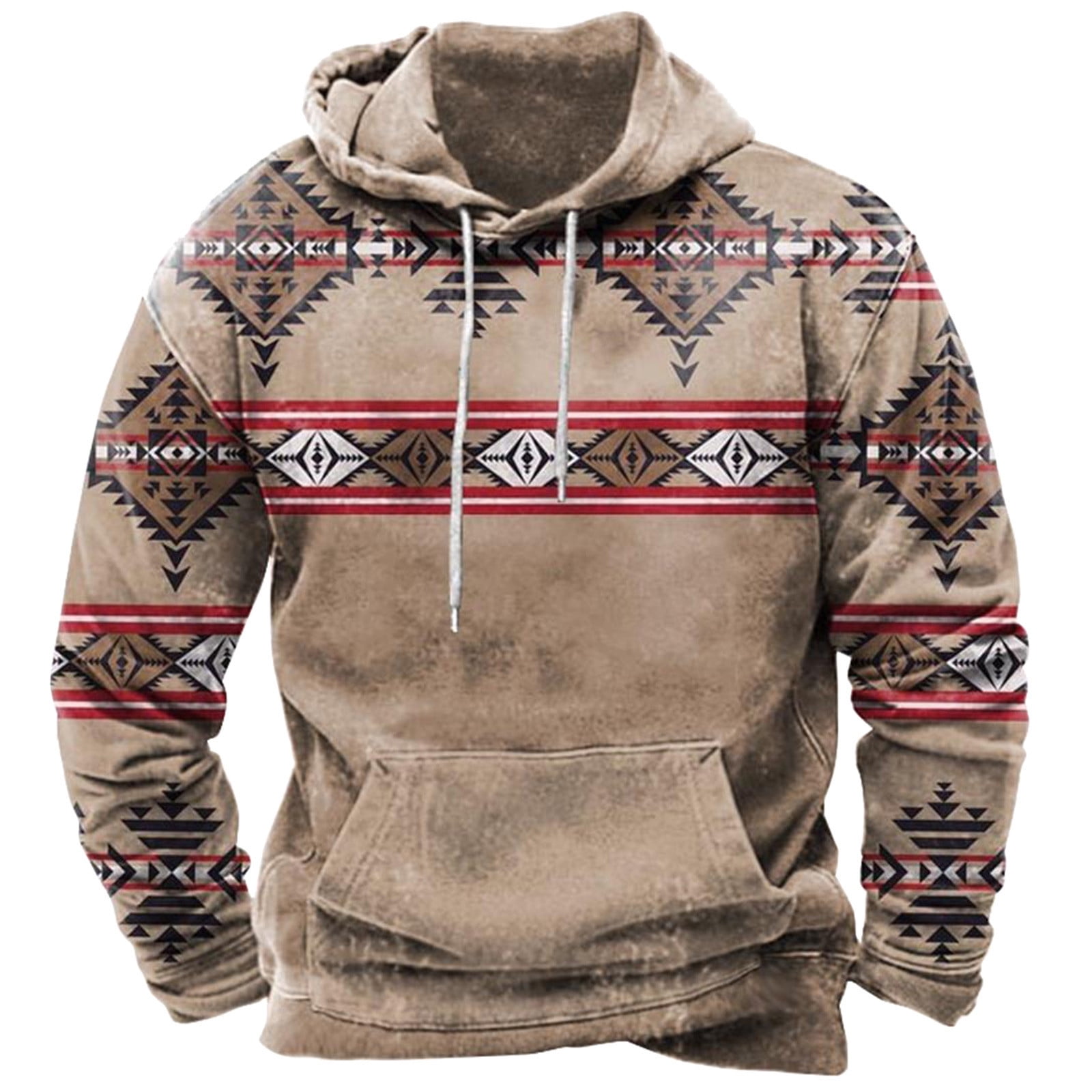 Men's Western Aztec Sweatshirts Vintage Ethnic Print Graphic Color ...