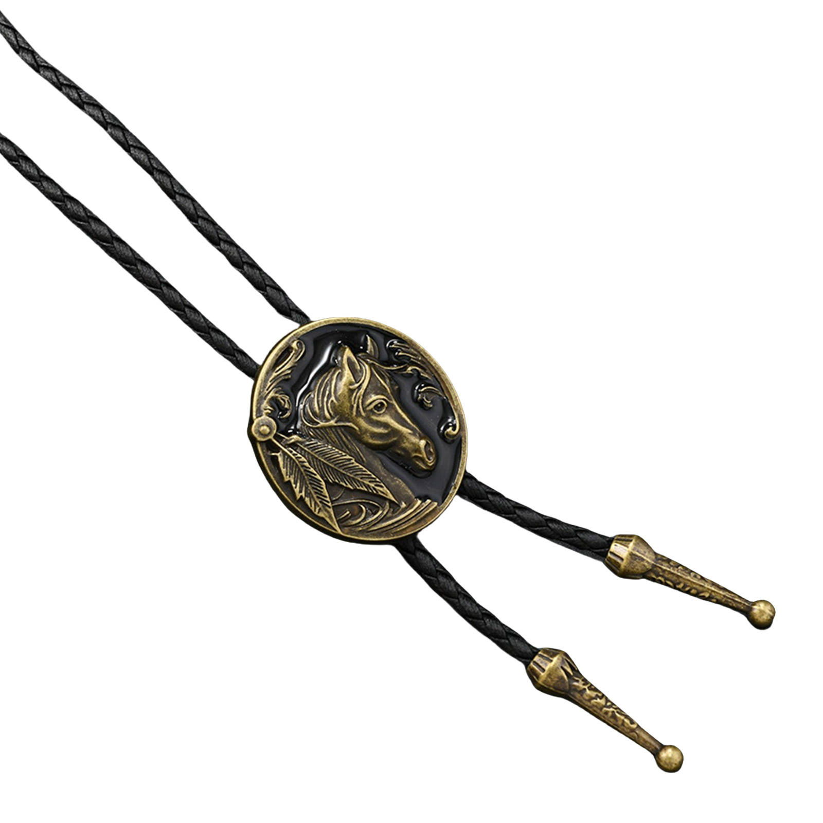 Men's Western Bolotie with Metal Badge Pendant Vintage Leather Cord ...