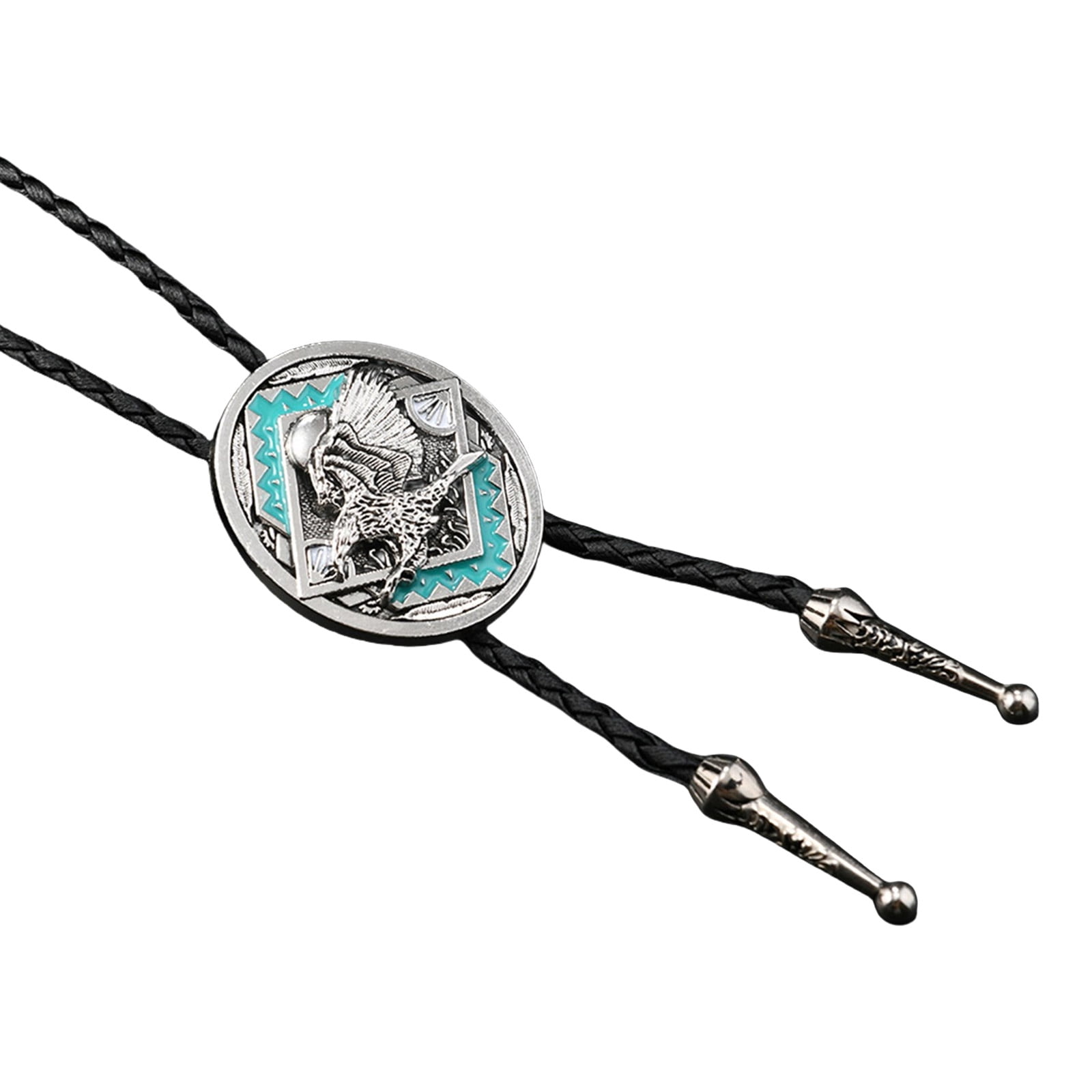 Men's Western Bolotie with Metal Badge Pendant Vintage Leather Cord ...