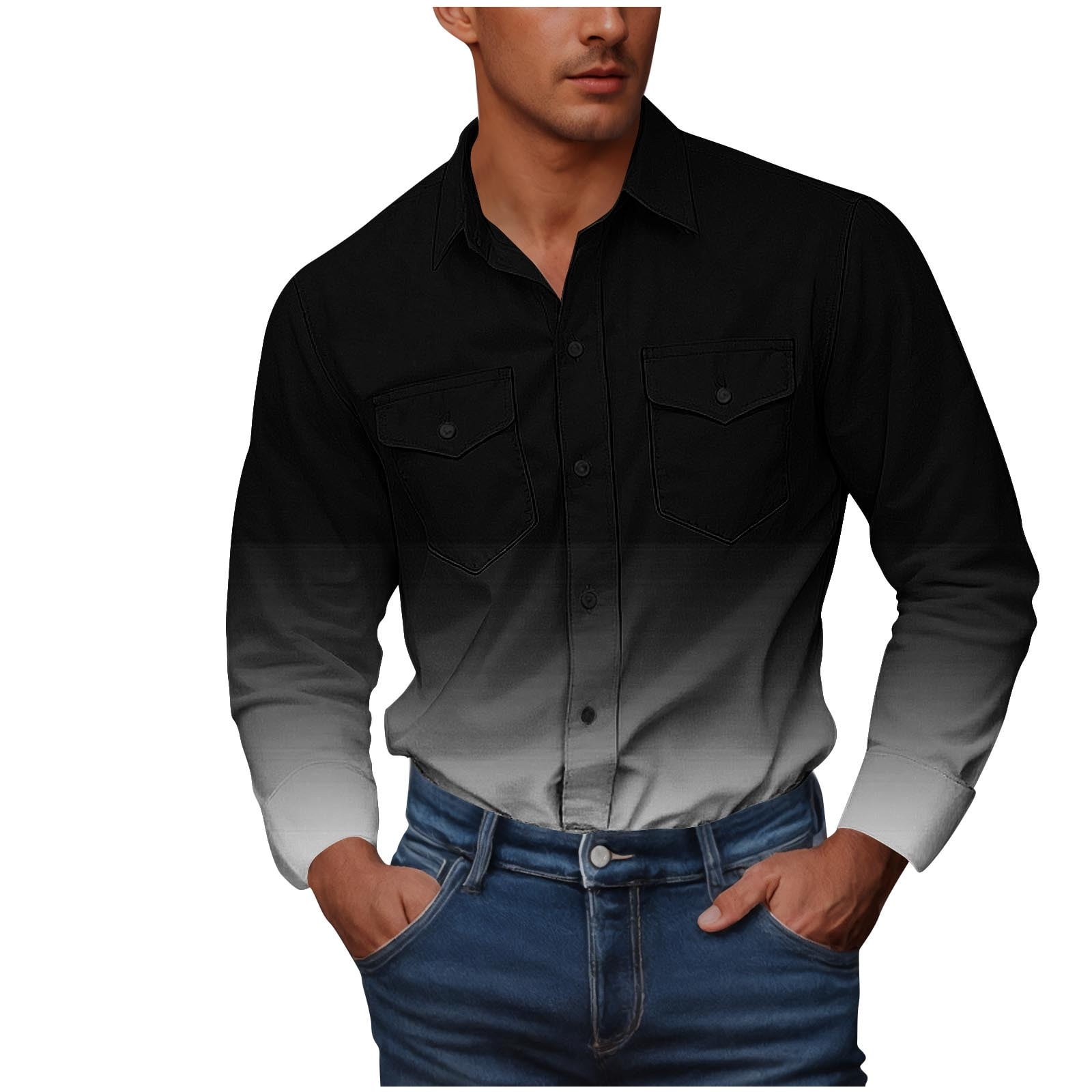 Men's Western Button Down Shirts Lightweight Fall Long Sleeve Work ...
