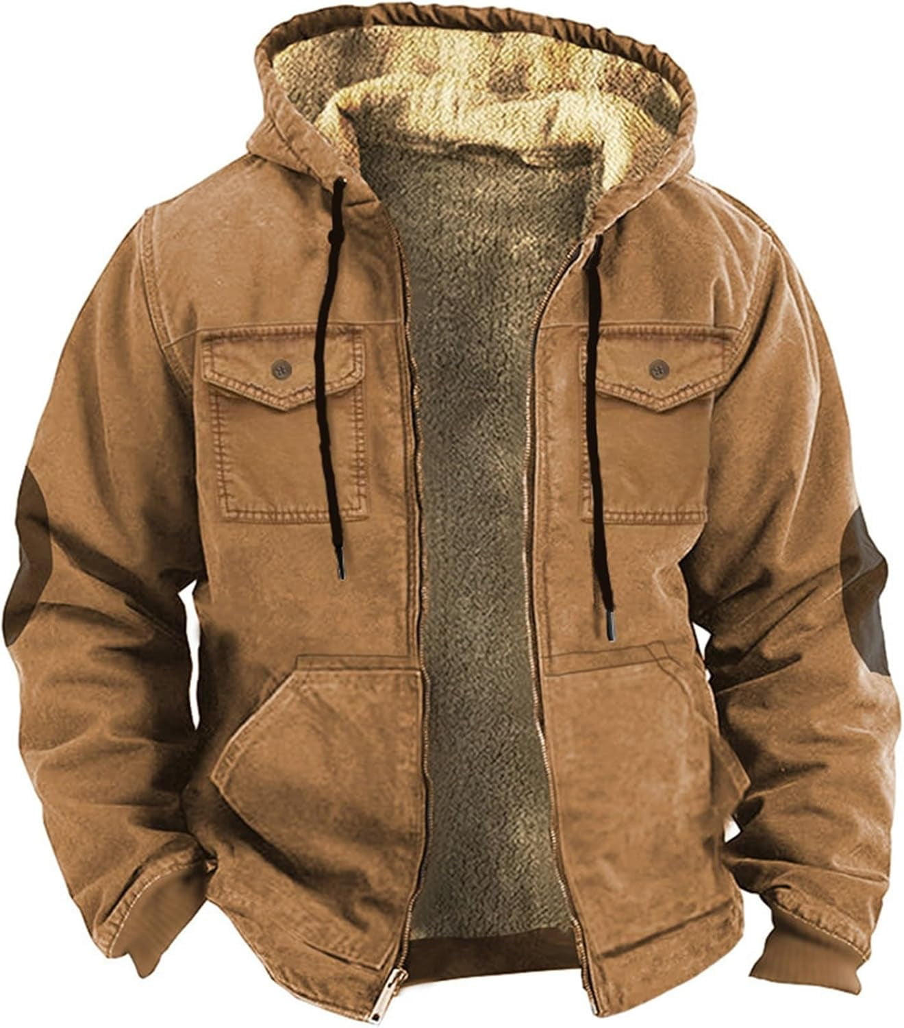 Men's Western Jackets Cowboy Winter Warm Sherpa Fleece Coats Long Sleeve Retro Ethnic Vintage ...