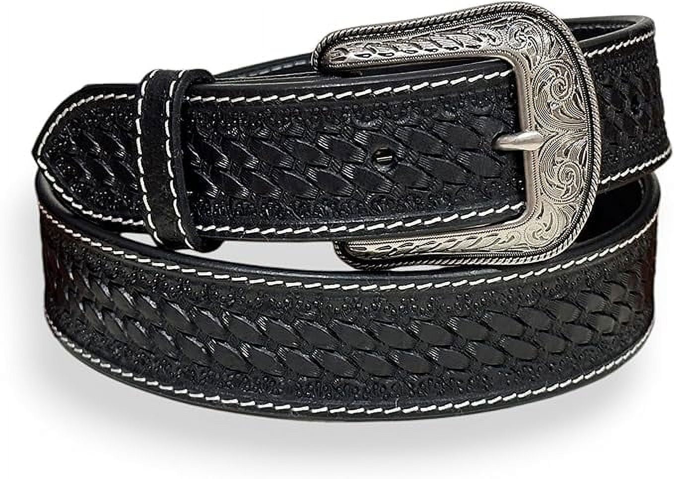 Men's Western Leather Cowboy Belt Tooled Embossed Handmade Belt with ...