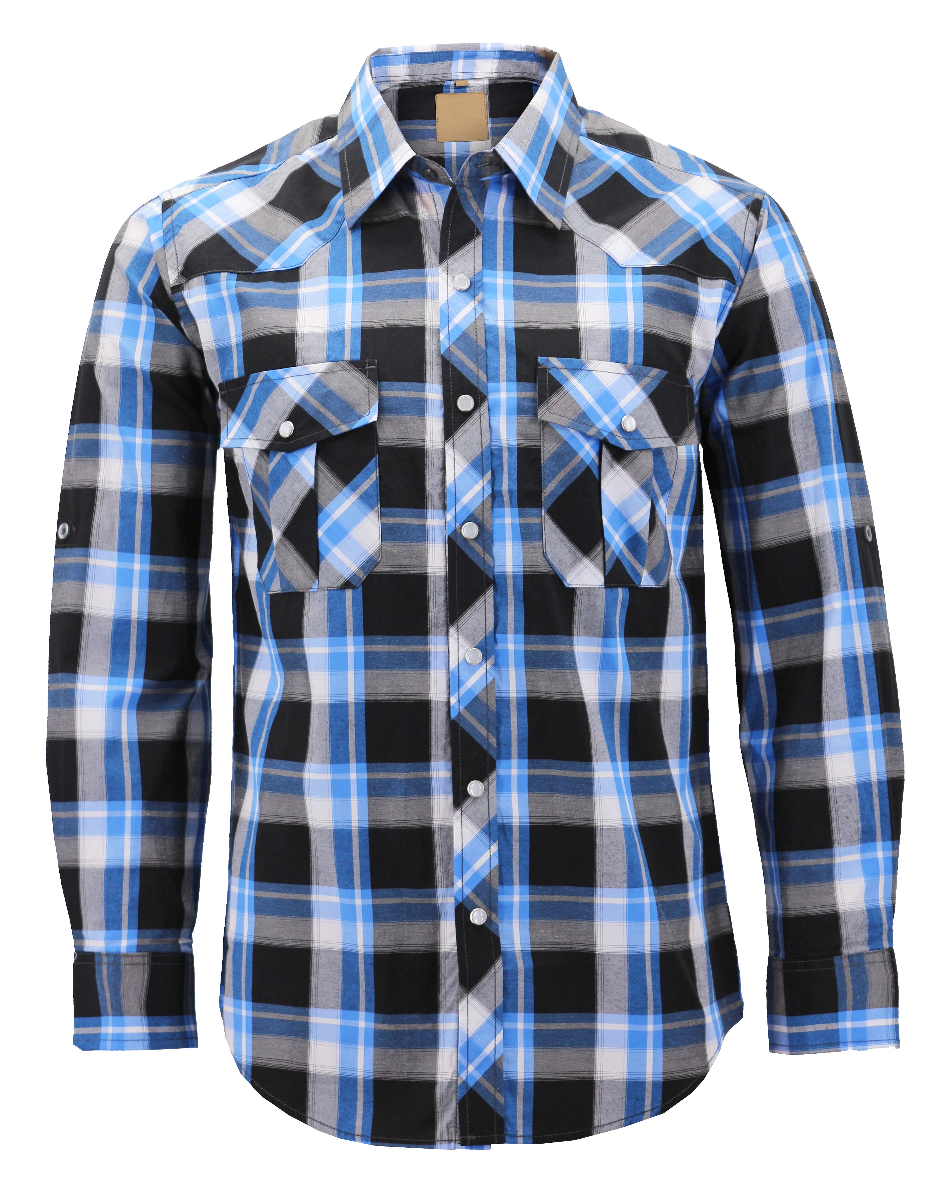 Men’s Western Pearl Snap Button Down Casual Long Sleeve Plaid Cowboy ...