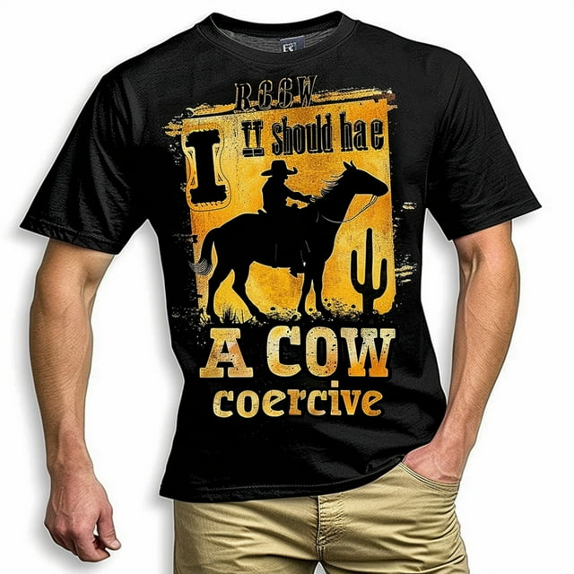 Men's Western Style Black TShirt with 'I Should Have Been A COWBOY ...
