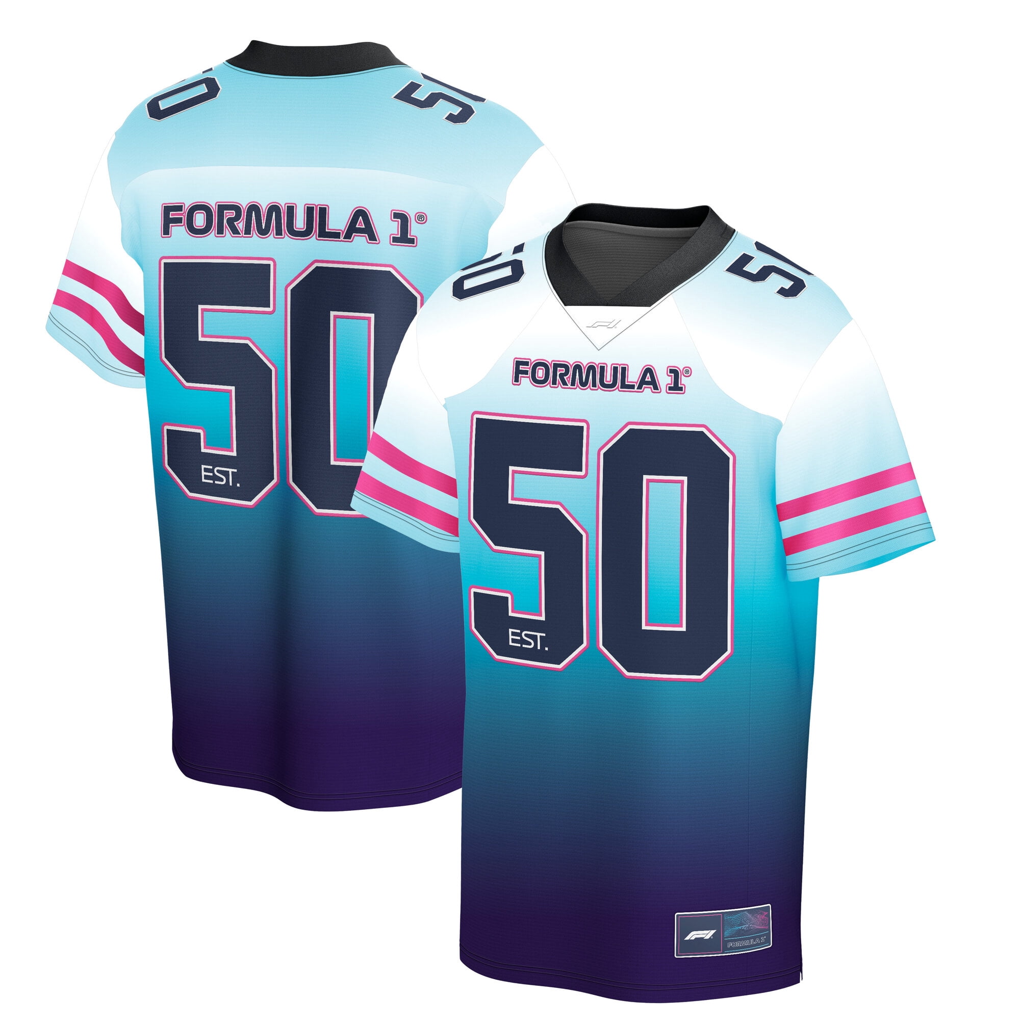 Men's White/Blue Formula 1 Neon Nights Gradient Foundation Jersey ...