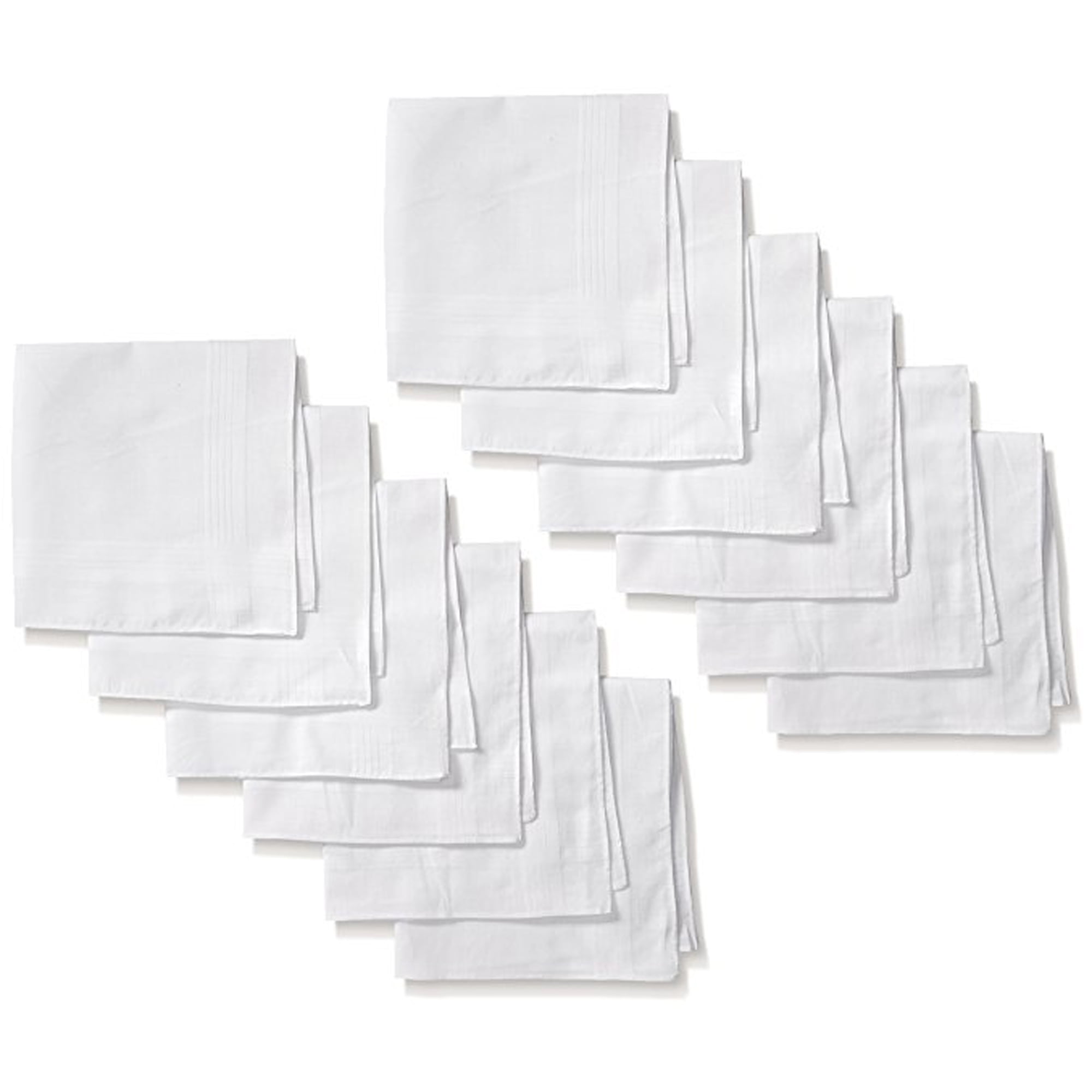 "Umo Lorenzo Men's White Cotton Handkerchiefs 12-Pack, Soft, Durable ...