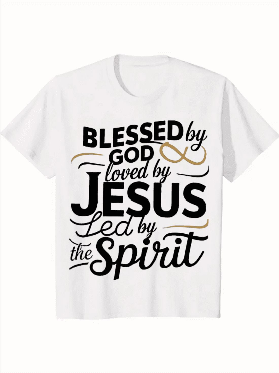 Men's White Cotton T-shirt, Blessed by God, Loved by Jesus Design ...
