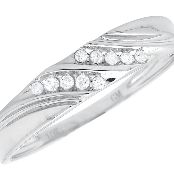 Men's White Gold Diagonal Diamond Wedding Band (0.10 ct) - Walmart.com